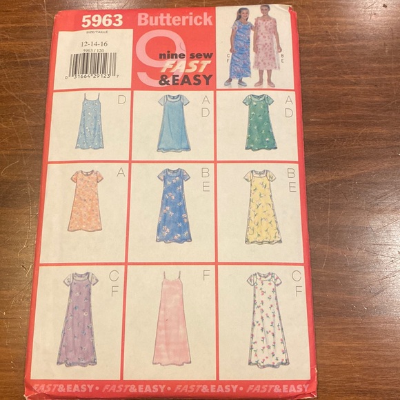 Butterick | Other | Butterick Dress Fast Easy Sewing Pattern 5963 Uncut ...